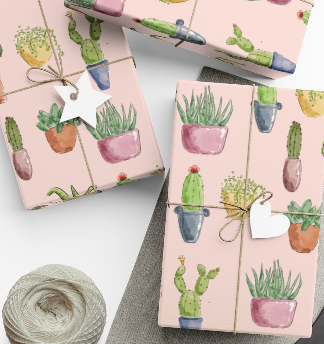 Cactus Wrapping Paper Wrapping Paper With Succulents Boho - Etsy
