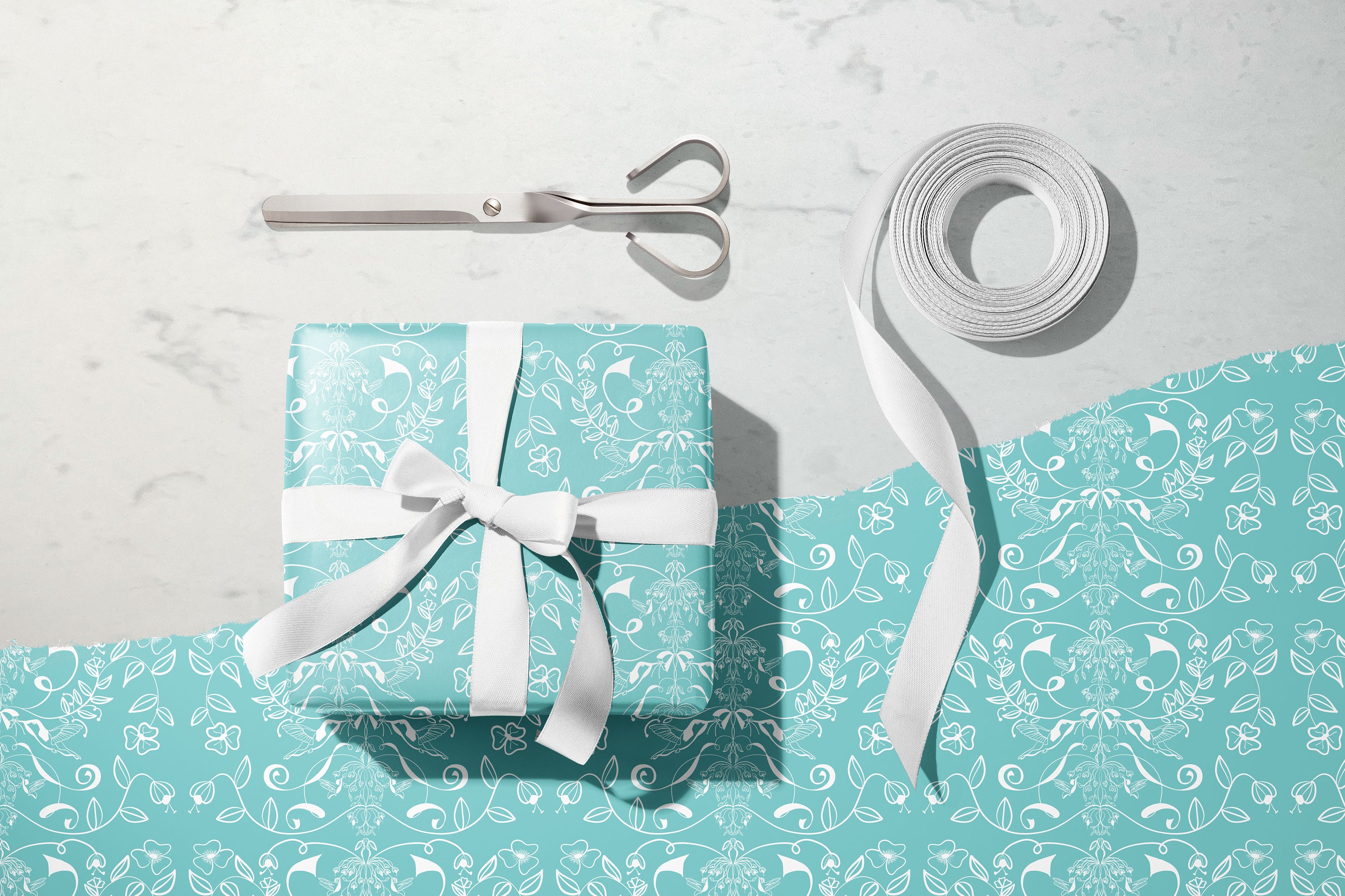 Blue Wedding Wrapping Paper, Bridal Gift Wrap, Wedding Shower Gift Wrap ...