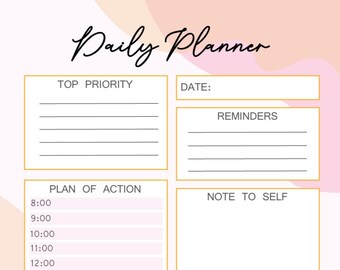 Retro Daily Planner Printable Daily Planner Digital Daily - Etsy