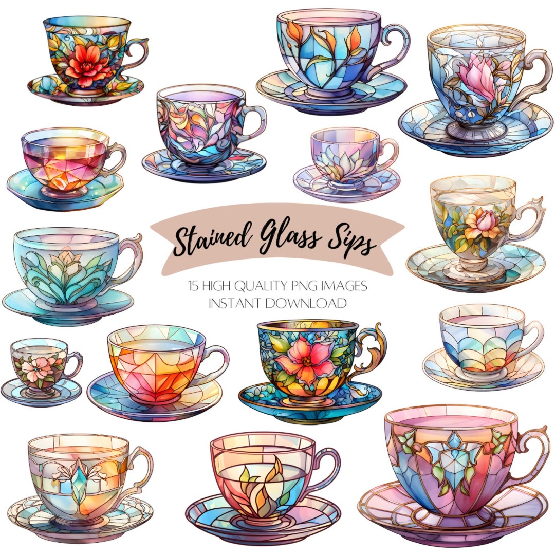 Stained Glass Sips Clipart 15 HQ Digital Pngs Transparent Background ...