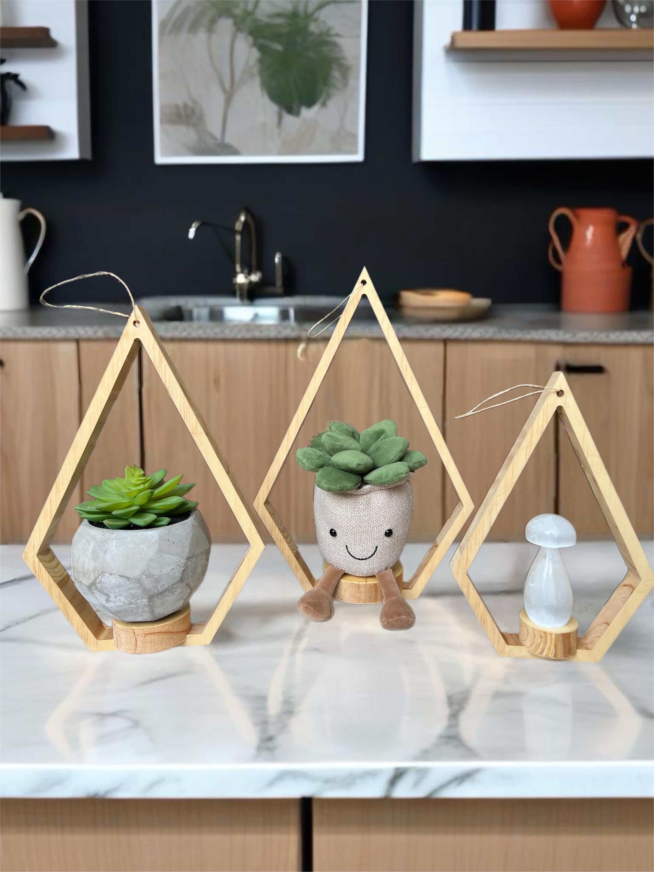 Boho Geometric Hanging Planters Set | Indoor Plant Hangers | Succulent ...