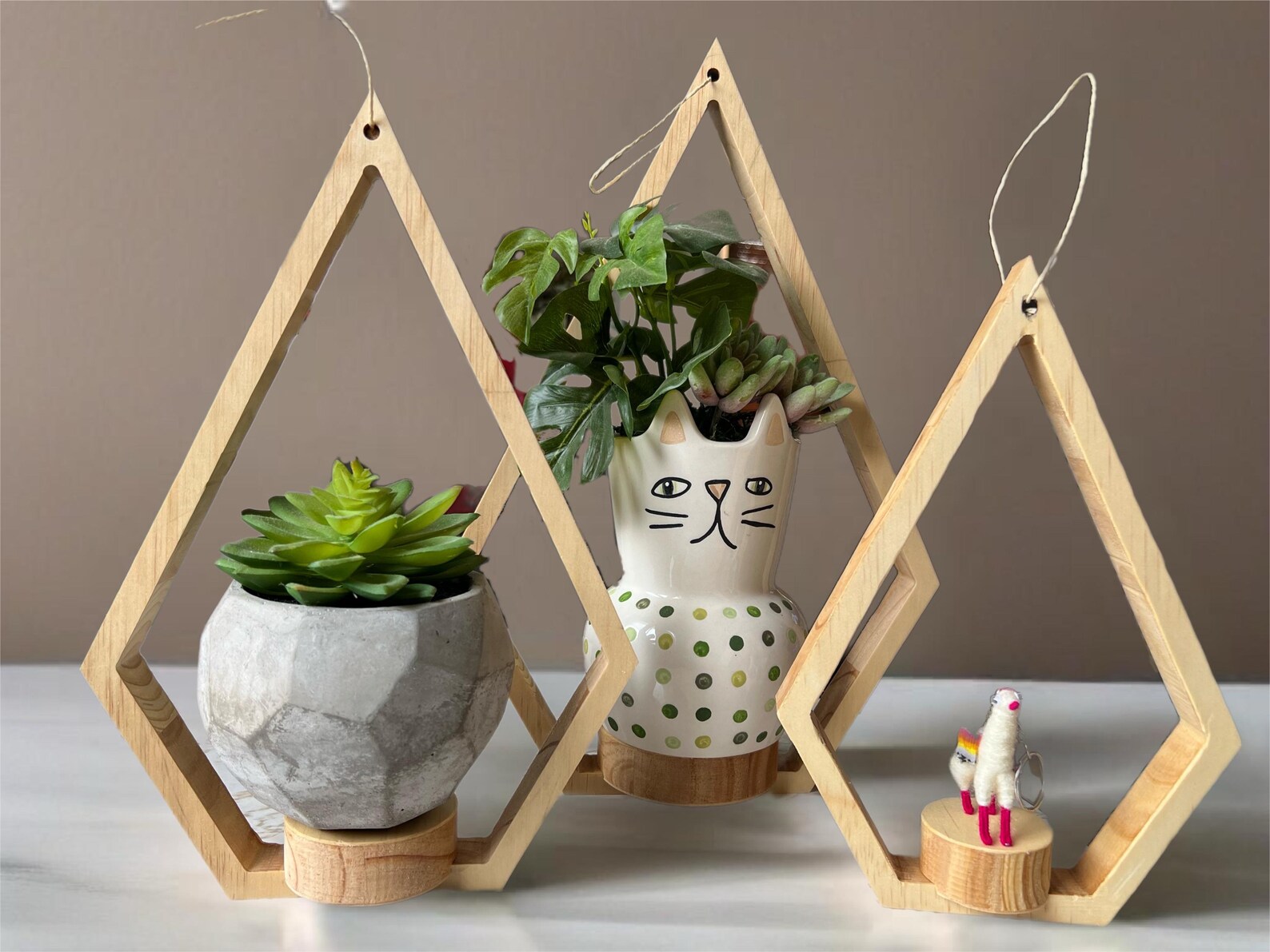 Boho Geometric Hanging Planters Set | Indoor Plant Hangers | Succulent ...