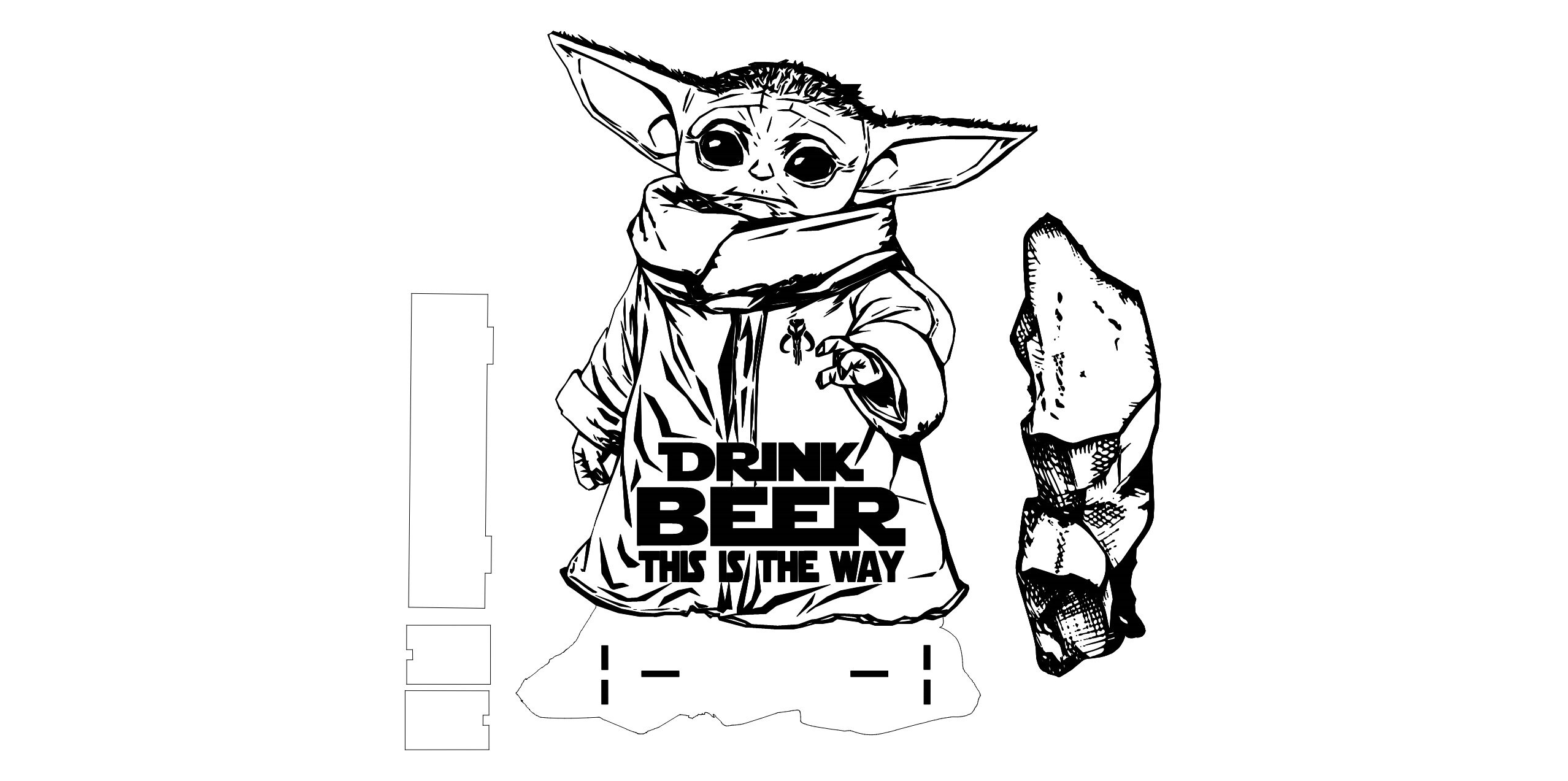 Star Wars GROGU Wall Mounted Beer Bottle Opener Laser Cut Files ...