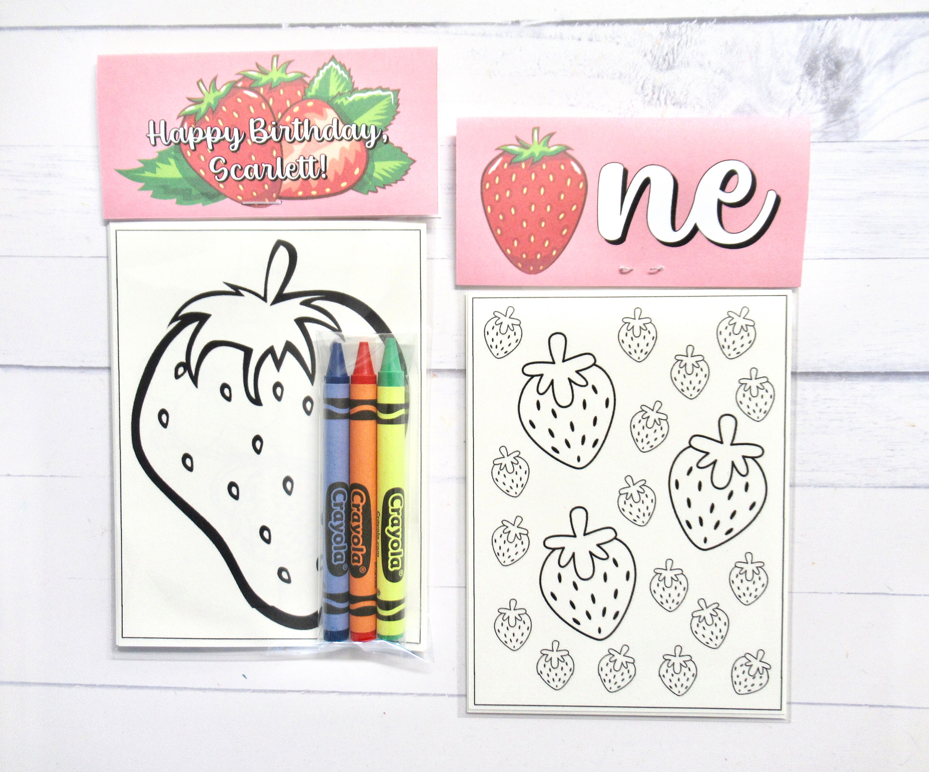 Strawberry Coloring Pages and Crayons 1 Bag 1 Child - Etsy