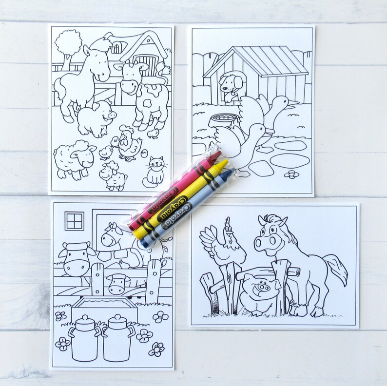 Animal Farm Mini Coloring Pages and Crayons 1 Bag 1 Child - Etsy