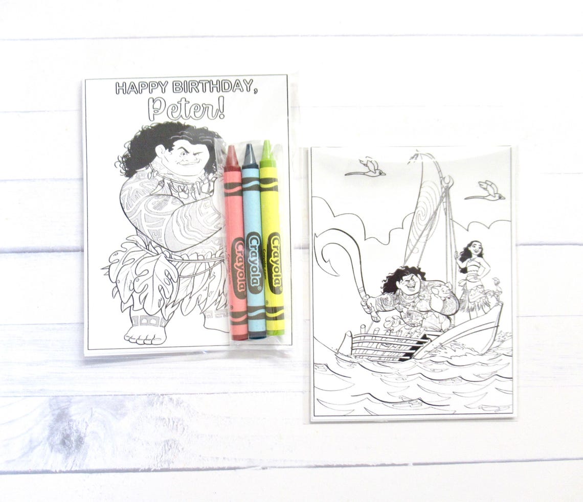 Inspired Moana Mini Coloring Pages and Crayons - 1 Bag (1 Child ...