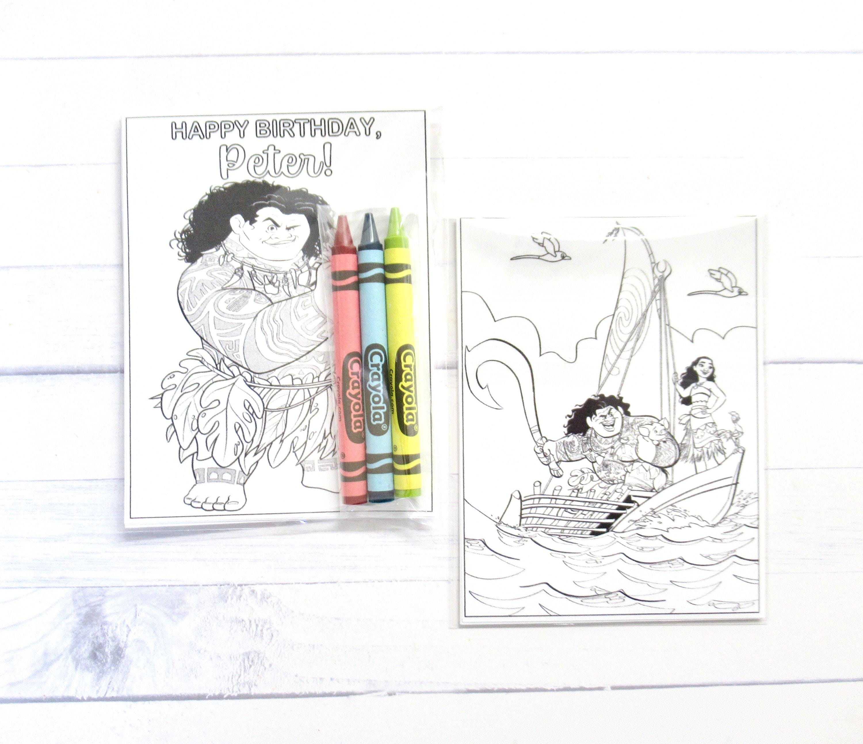 Inspired Moana Mini Coloring Pages and Crayons - 1 Bag (1 Child ...