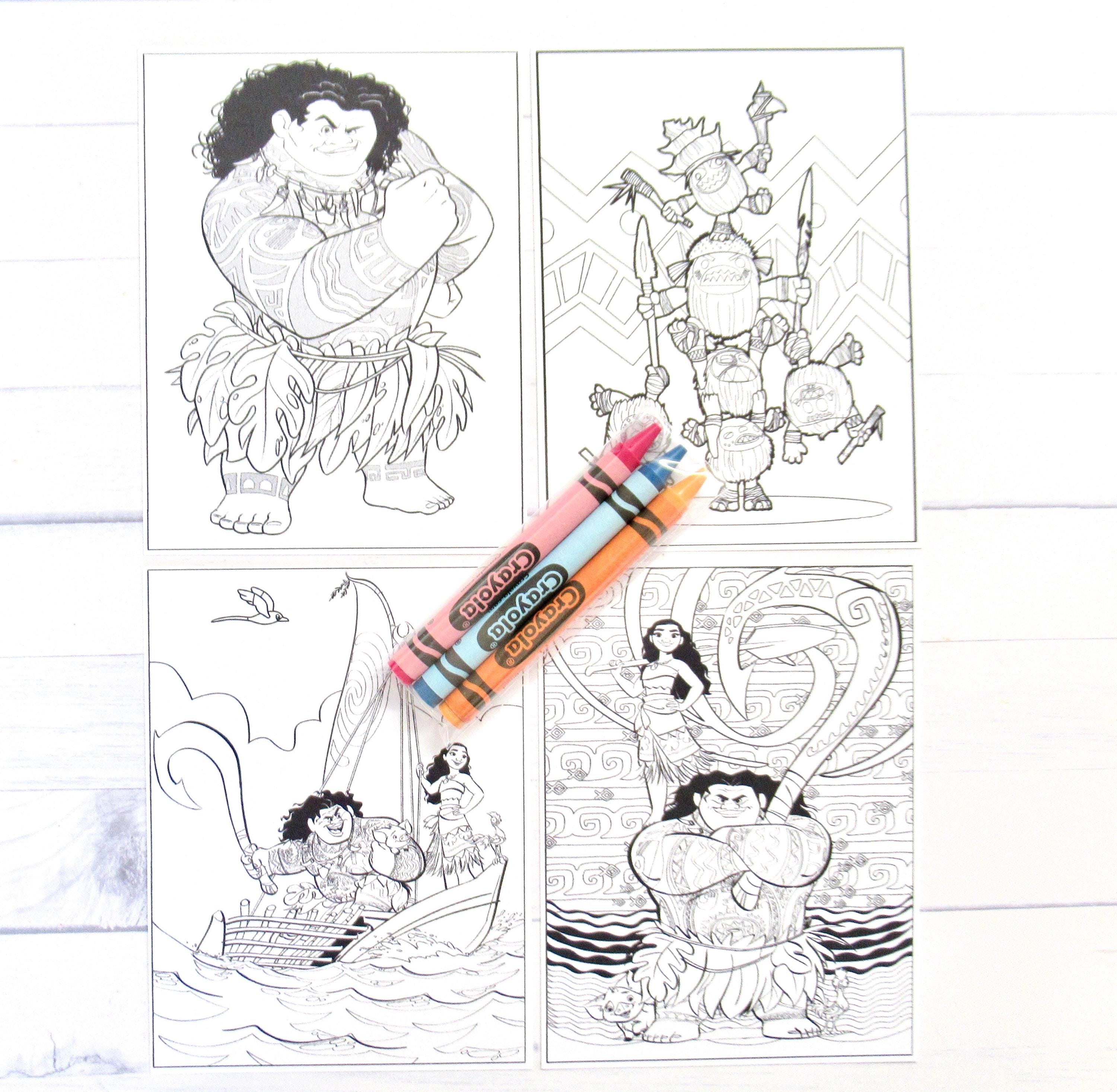 Inspired Moana Mini Coloring Pages and Crayons - 1 Bag (1 Child ...