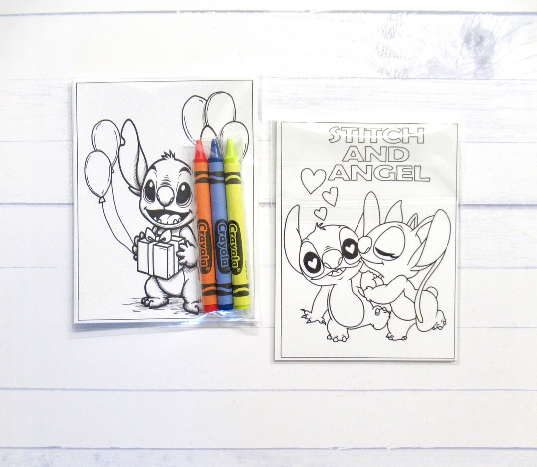 Inspired Stitch and Angel Mini Coloring Pages and Crayons - 1 Bag (1 ...
