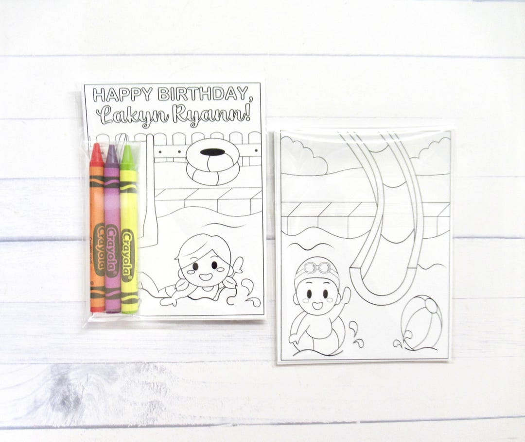 Pool Party Coloring Pages and Crayons - 1 Bag (1 Child) - Pool Party ...