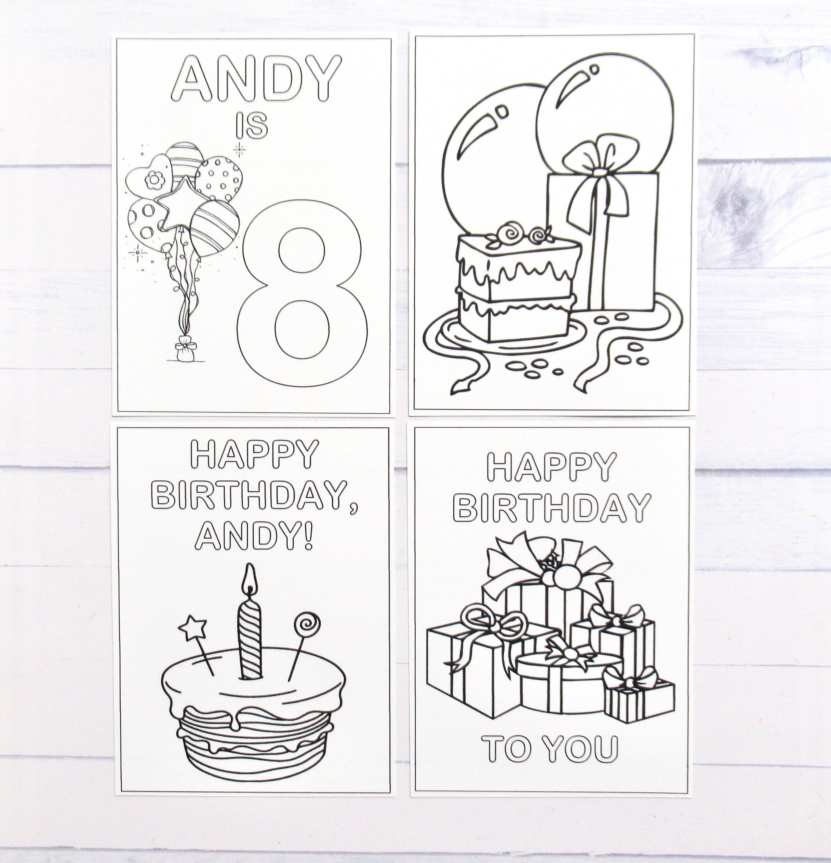 Personalized Happy Birthday Coloring Pages and Crayons 1 Bag - Etsy