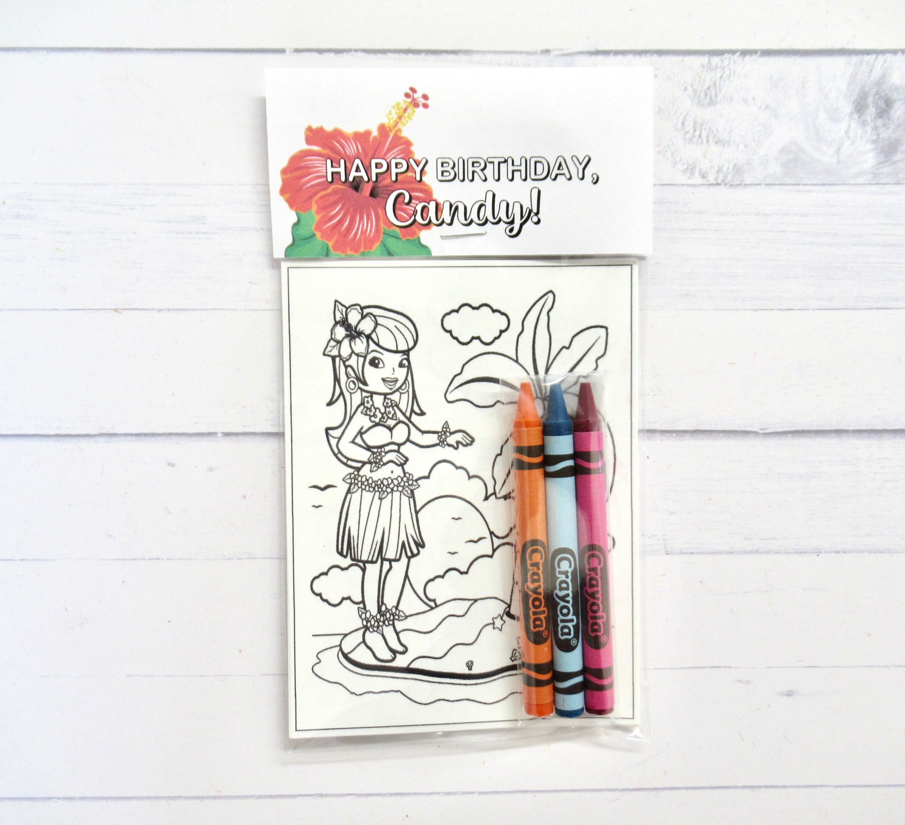 Tropical Luau Mini Coloring Pages and Crayons 1 Bag 1 - Etsy