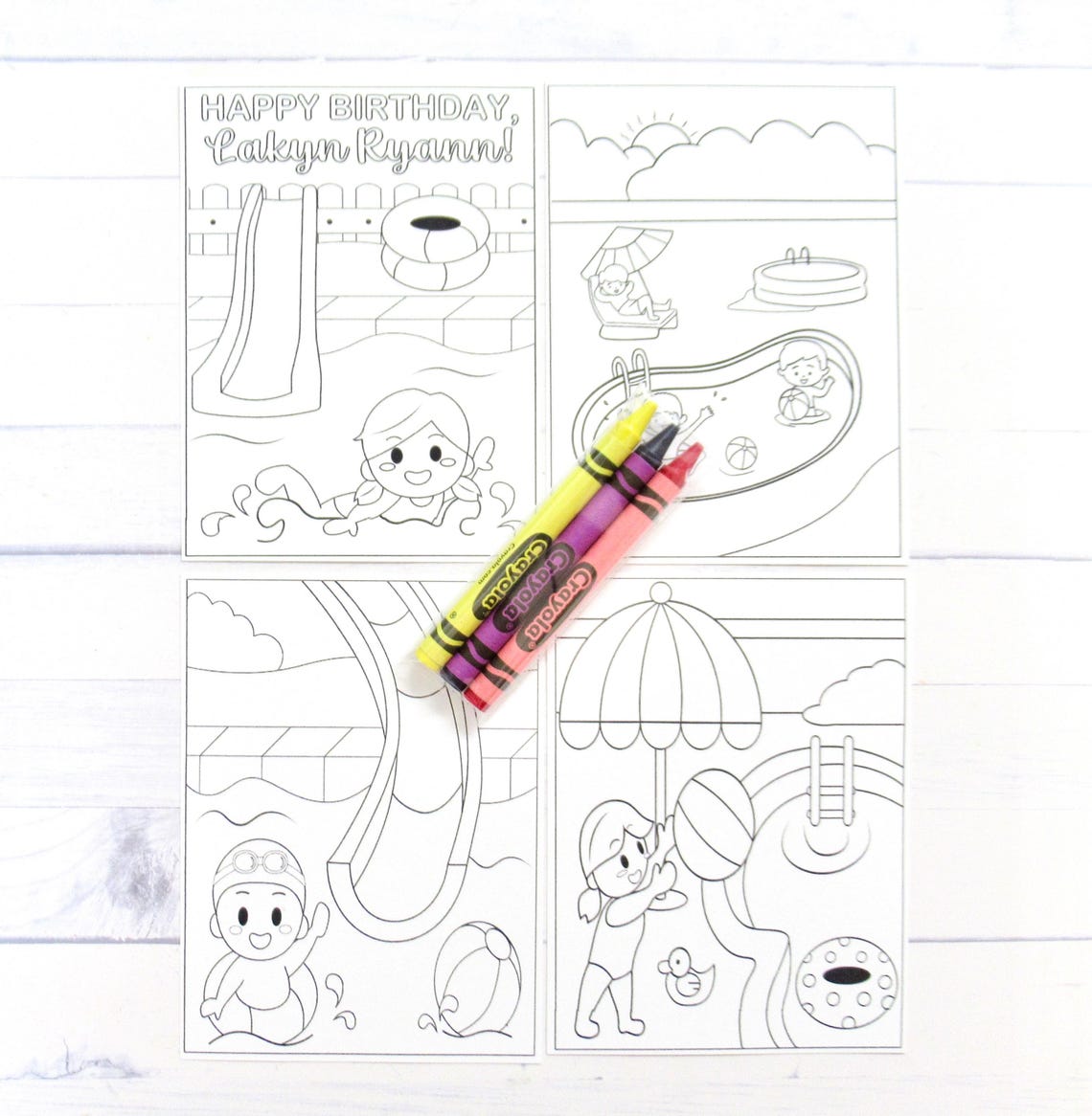 Pool Party Coloring Pages and Crayons - 1 Bag (1 Child) - Pool Party ...