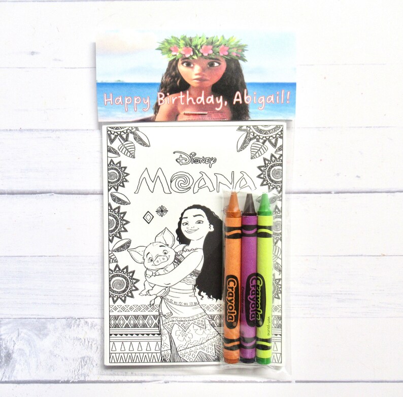 Inspired Moana Mini Coloring Pages and Crayons 1 Bag 1 - Etsy