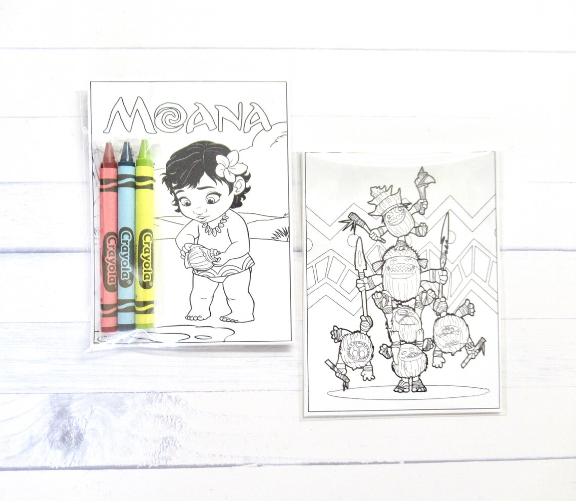 Inspired Moana Mini Coloring Pages and Crayons - 1 Bag (1 Child ...