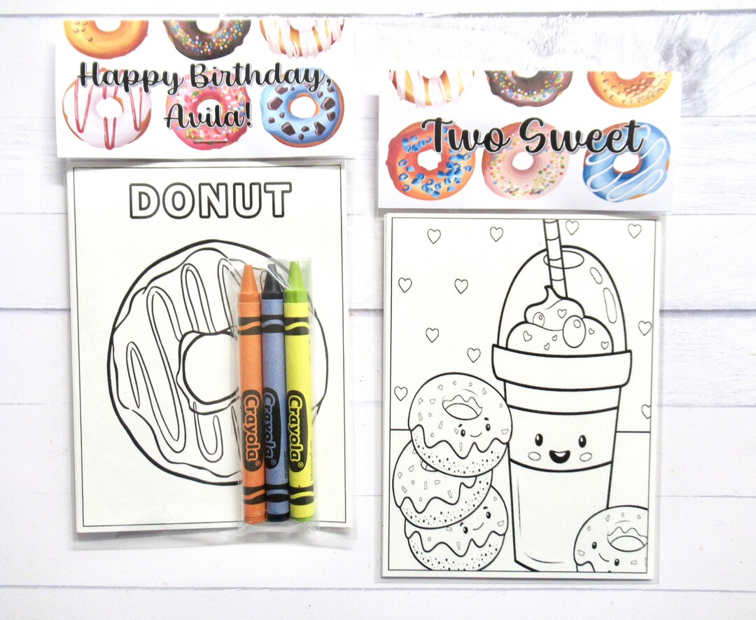 Two Sweet Donut Mini Coloring Pages and Crayons 1 Bag 1 Child Donut ...