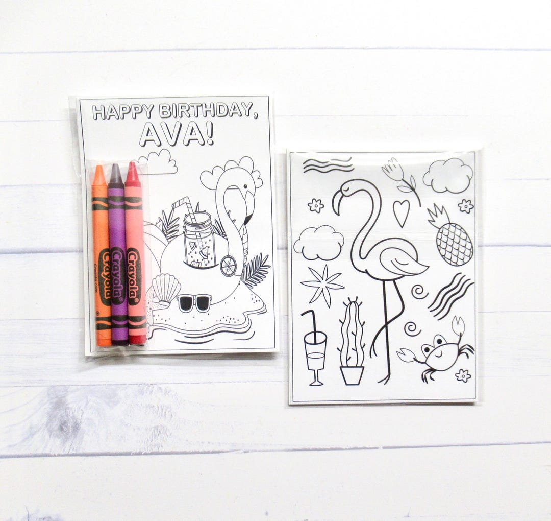 Flamingo Coloring Pages and Crayons - 1 Bag (1 Child) - Flamingo Party ...