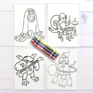 Inspired My Singing Monsters Mini Coloring Pages and Crayons - 1 Bag (1 ...