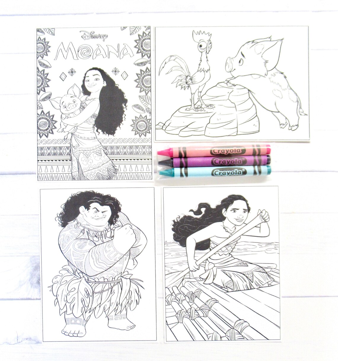 Inspired Moana Mini Coloring Pages and Crayons - 1 Bag (1 Child ...