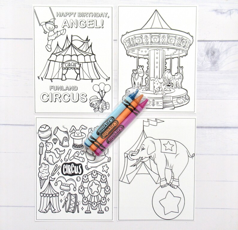 Circus Coloring Pages and Crayons 1 Bag 1 Child Circus Party Favors ...