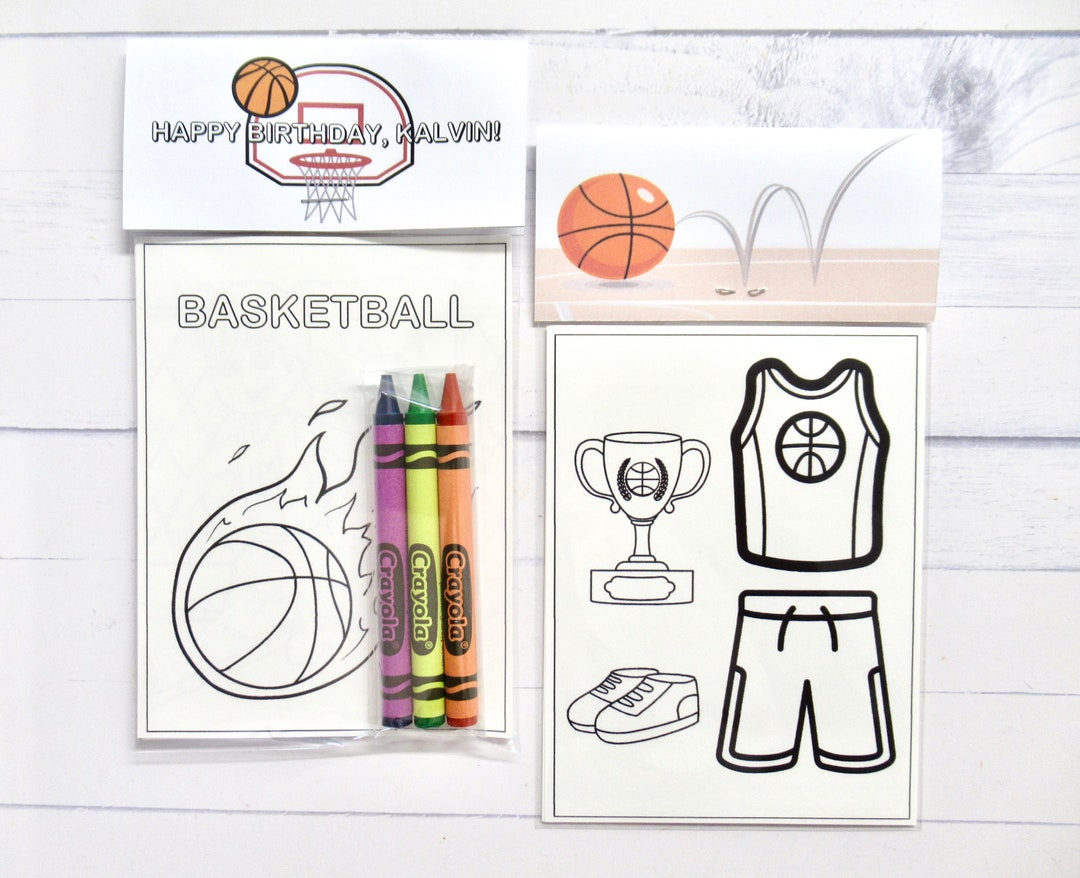 Basketball Coloring Pages and Crayons 1 Bag 1 Child Sports Party Favors ...