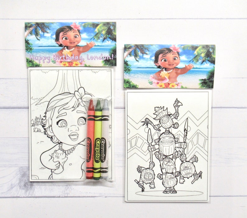Inspired Moana Mini Coloring Pages and Crayons 1 Bag 1 - Etsy