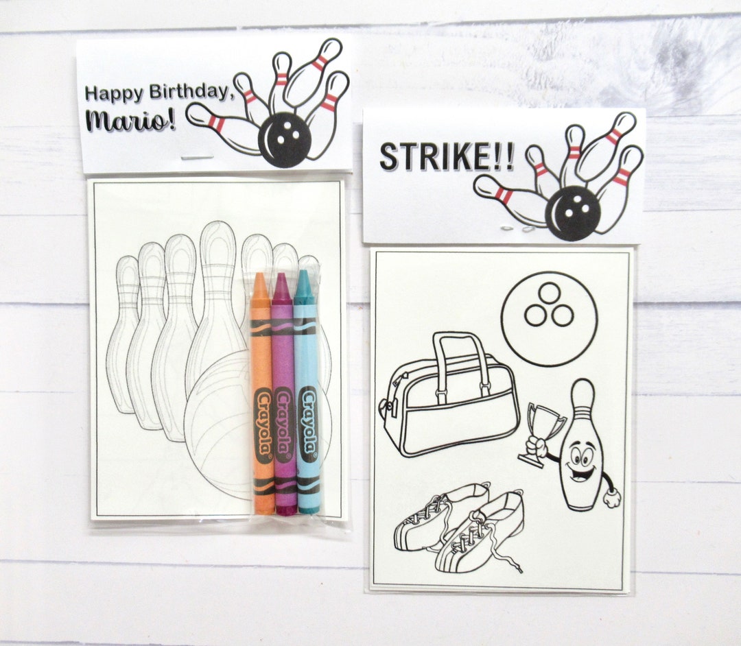 Bowling Mini Coloring Pages and Crayons 1 Bag 1 Child Bowling Party ...