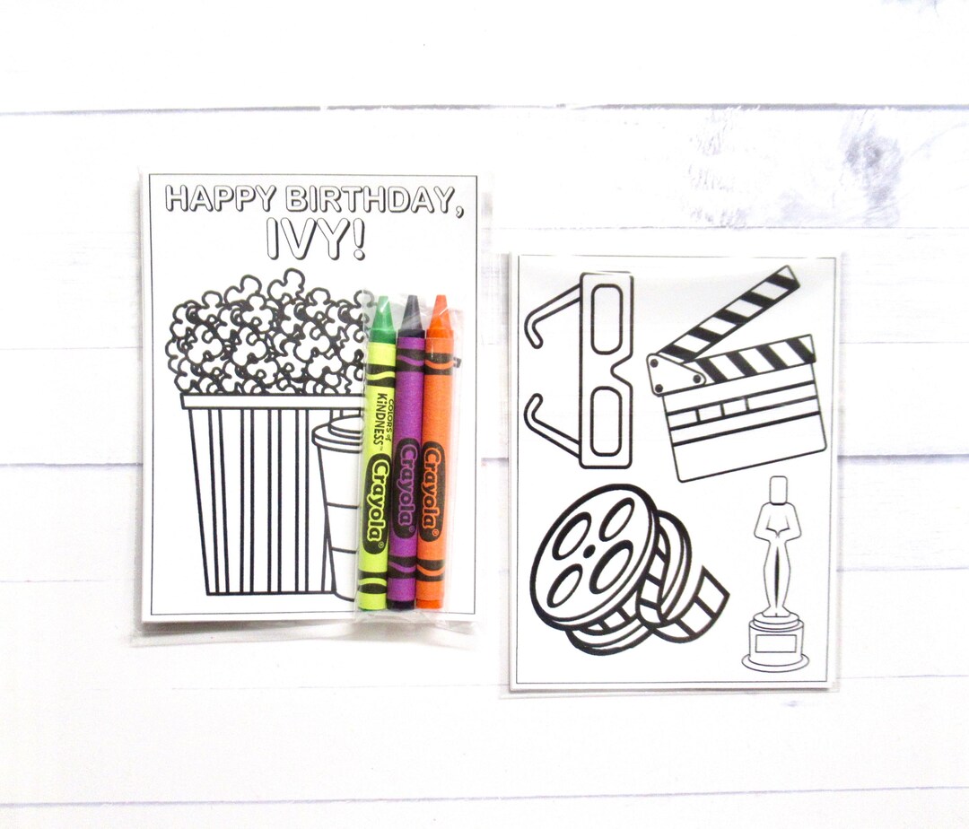 Movie Night Mini Coloring Pages and Crayons - 1 Bag (1 Child) - Movie ...