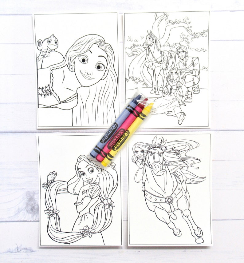 Inspired Tangled Mini Coloring Pages and Crayons 1 Bag 1 - Etsy