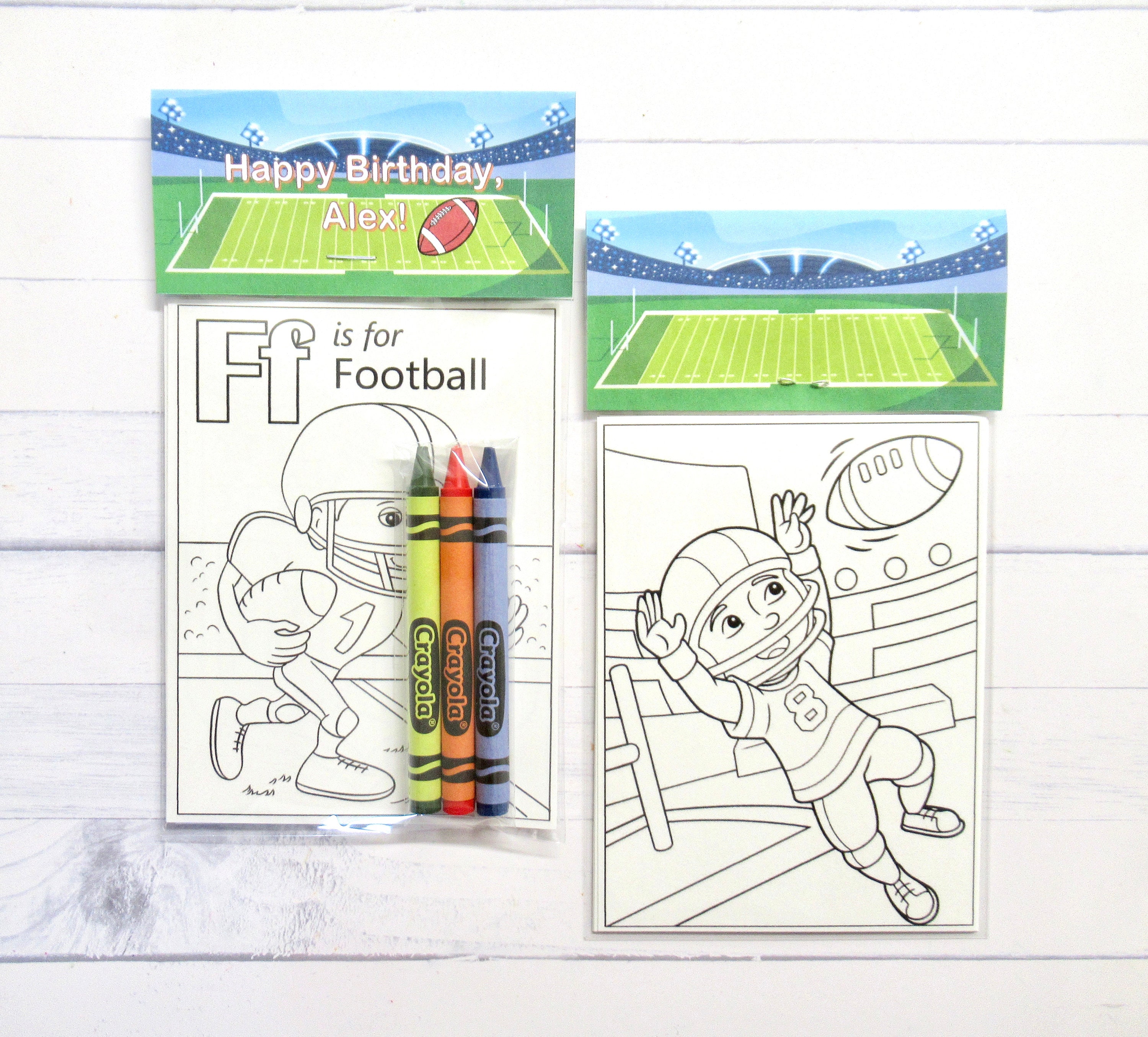 American Football Mini Coloring Pages and Crayons 1 Bag 1 - Etsy