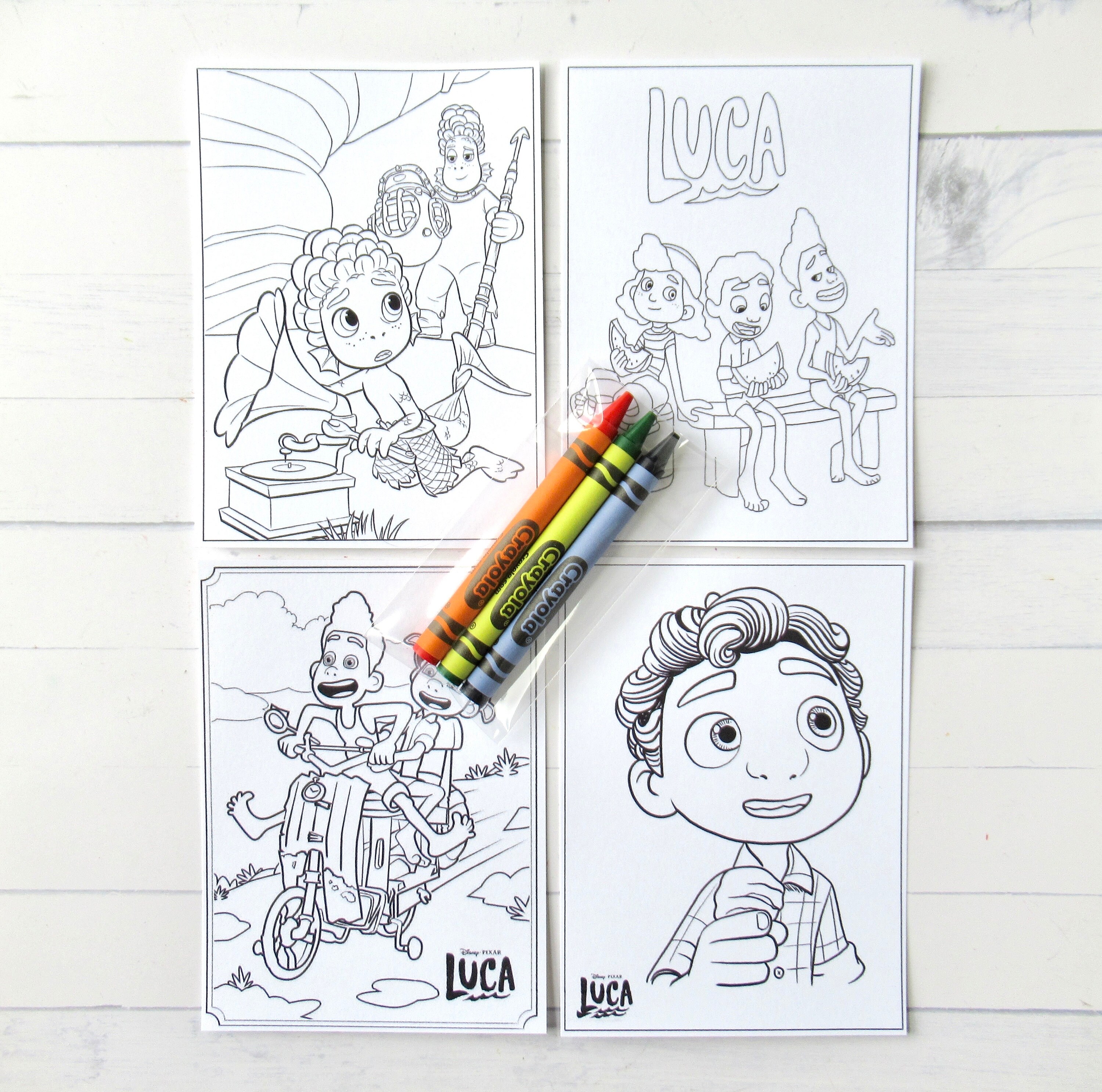 Inspired Luca Mini Coloring Pages and Crayons 1 Bag 1 - Etsy