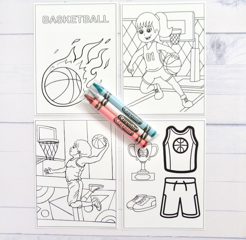 Basketball Coloring Pages and Crayons - 1 Bag (1 Child) - Sports Party ...