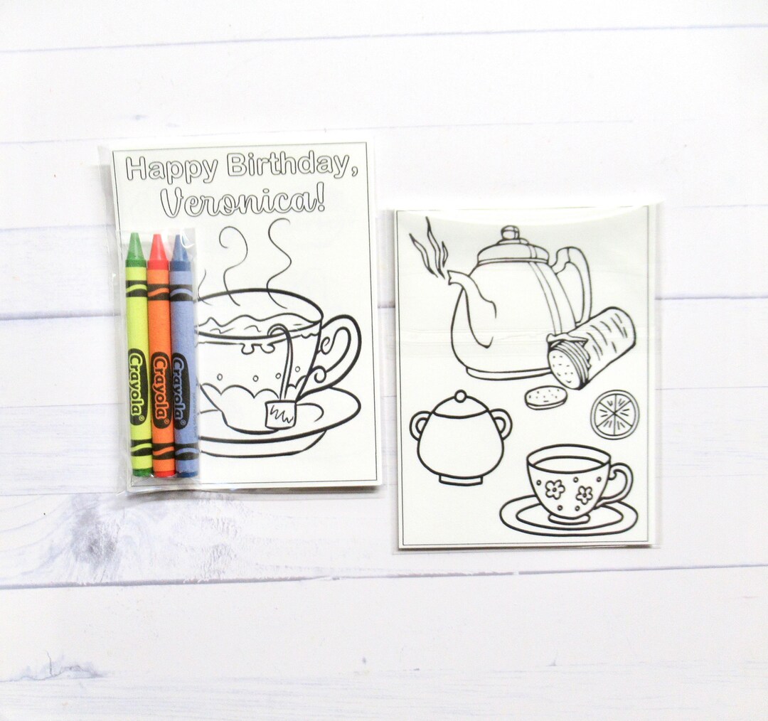 Tea Party Coloring Pages and Crayons - 1 Bag (1 Child) - Tea Party ...