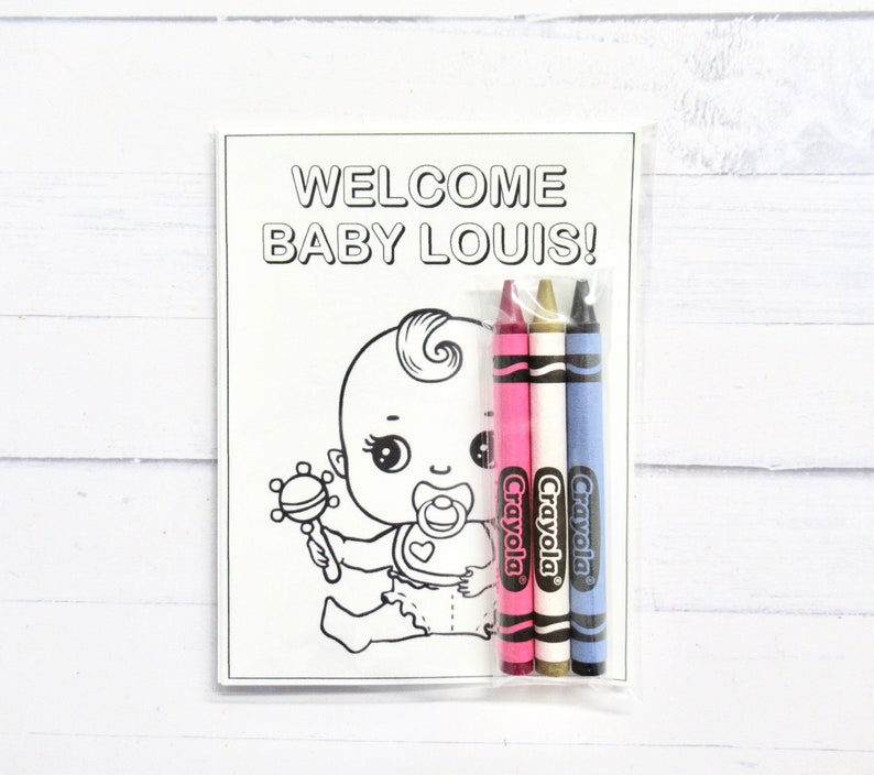 Welcome Baby Coloring Pages and Crayons - 1 Bag (1 Child) - Baby Shower ...