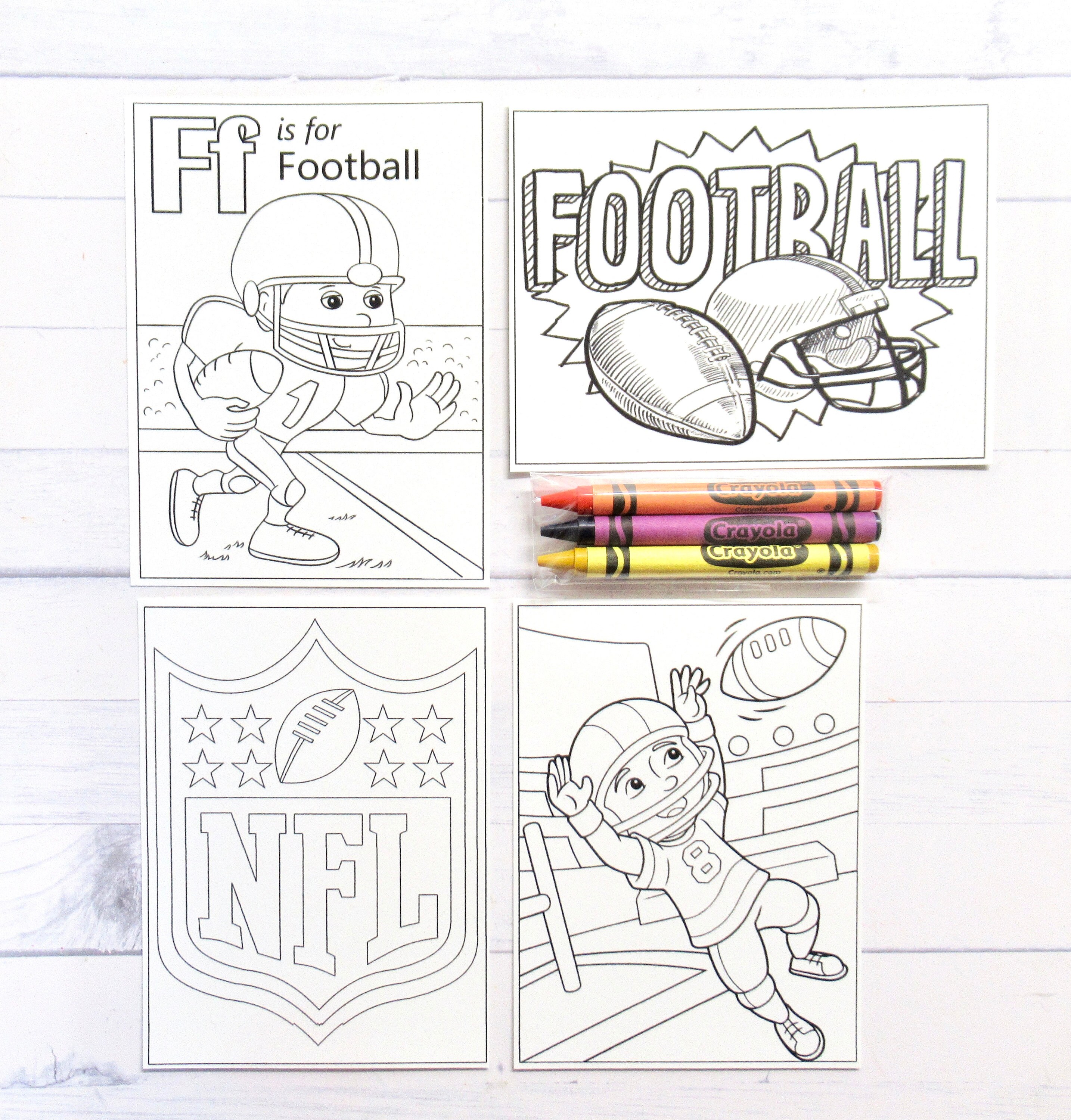 American Football Mini Coloring Pages and Crayons 1 Bag 1 - Etsy