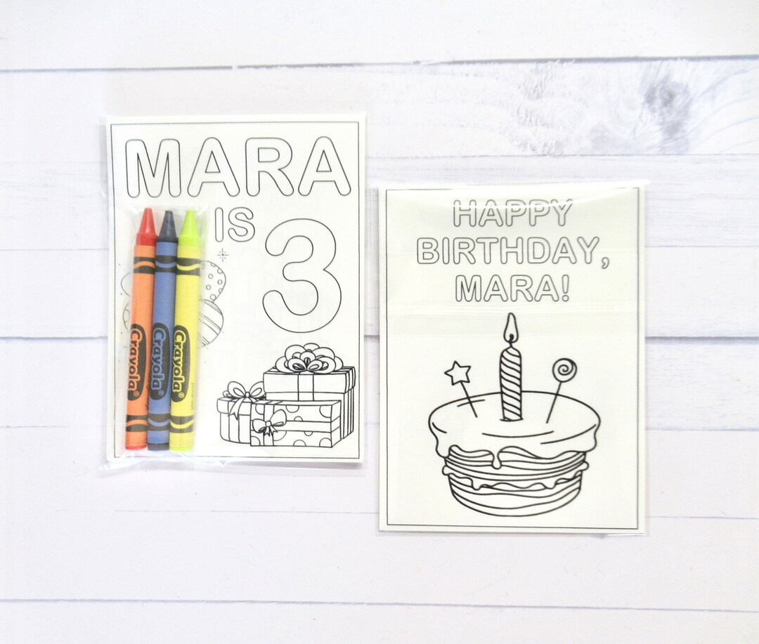 Personalized Happy Birthday Coloring Pages and Crayons 1 Bag 1 Child ...