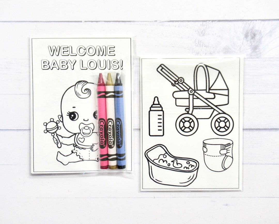 Welcome Baby Coloring Pages and Crayons - 1 Bag (1 Child) - Baby Shower ...