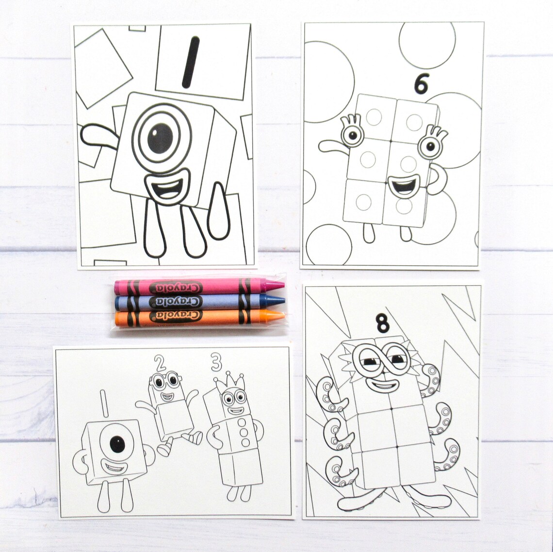 Inspired Numberblocks Mini Coloring Pages and Crayons 1 Bag - Etsy