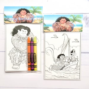 Inspired Moana Mini Coloring Pages and Crayons - 1 Bag (1 Child ...