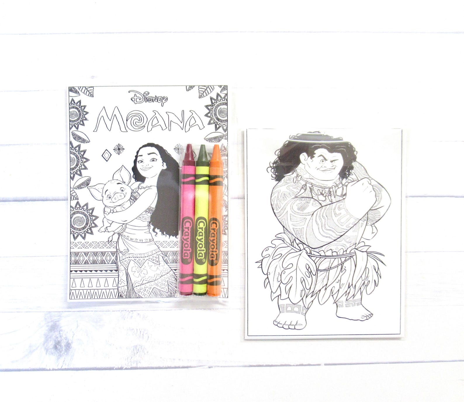 Inspired Moana Mini Coloring Pages and Crayons - 1 Bag (1 Child ...