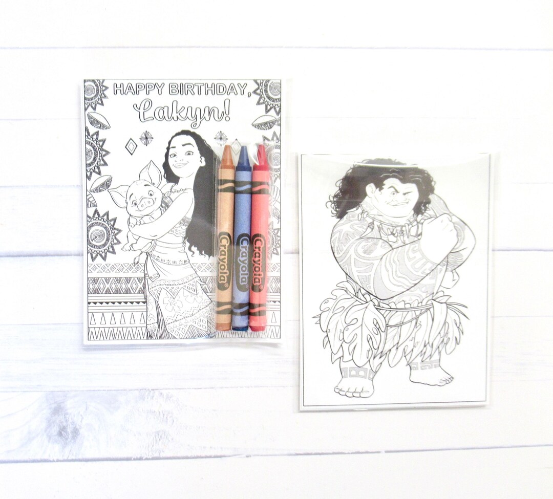Inspired Moana Mini Coloring Pages and Crayons - 1 Bag (1 Child ...