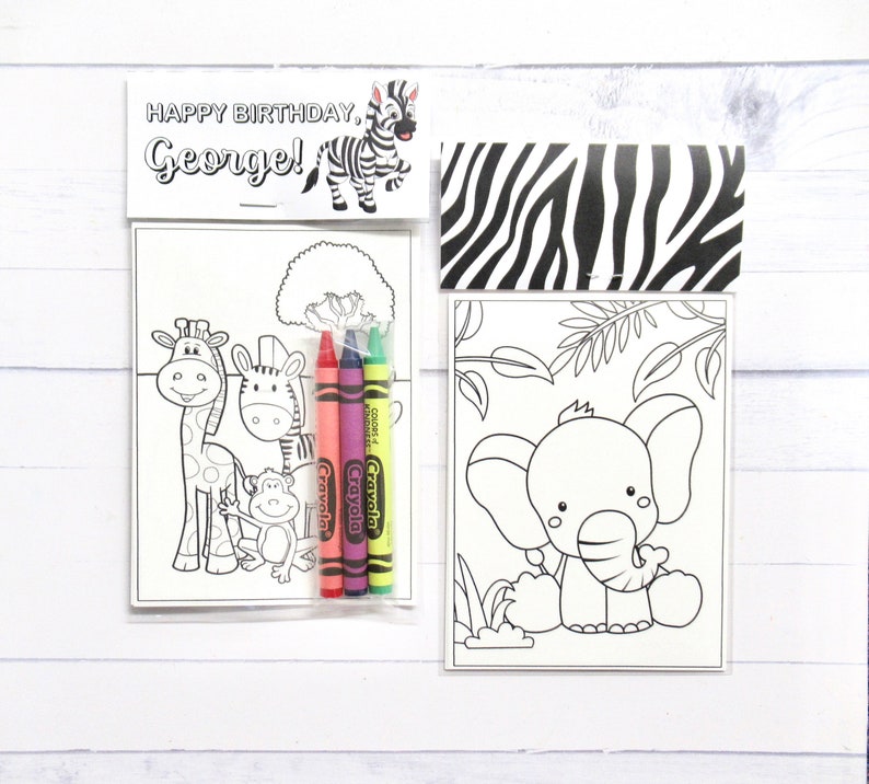 Zoo Animal Coloring Pages and Crayons 1 Bag 1 Child Zoo - Etsy