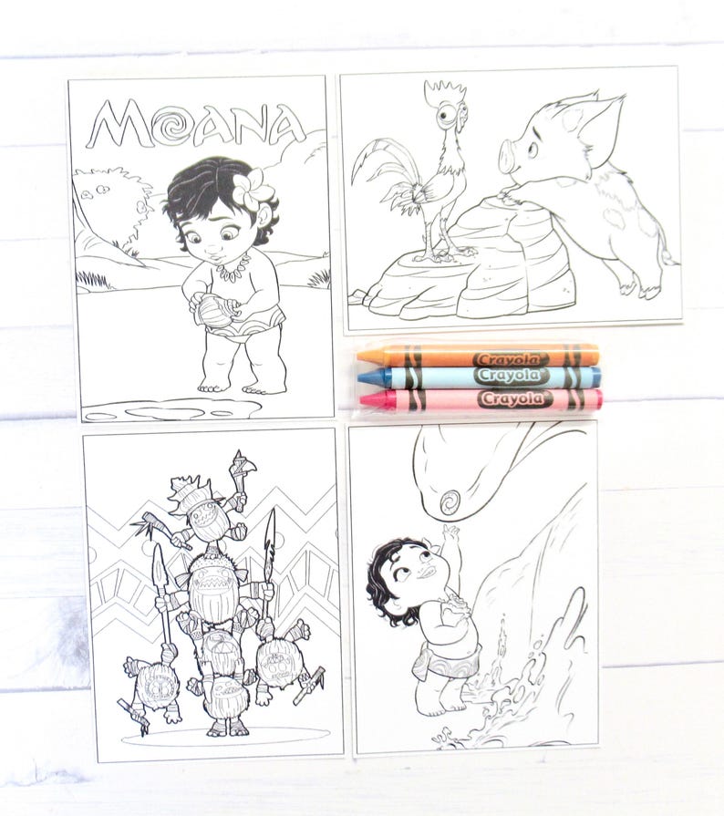 Inspired Moana Mini Coloring Pages and Crayons - 1 Bag (1 Child ...