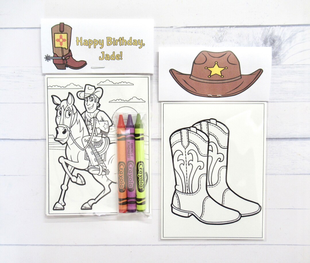 Western Cowboy Mini Coloring Pages and Crayons 1 Bag 1 Child Cowboy ...