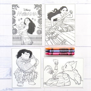 Inspired Moana Mini Coloring Pages and Crayons - 1 Bag (1 Child ...