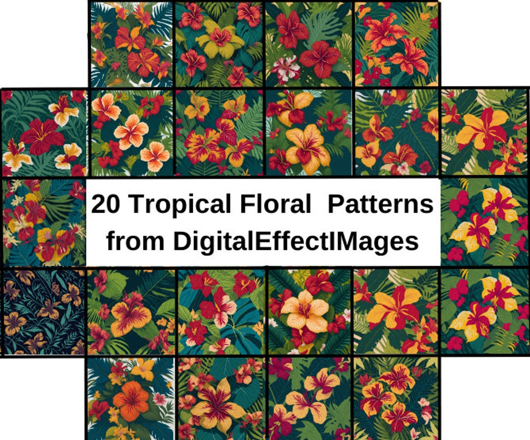 20 Tropical Floral Digital Patterns - Etsy