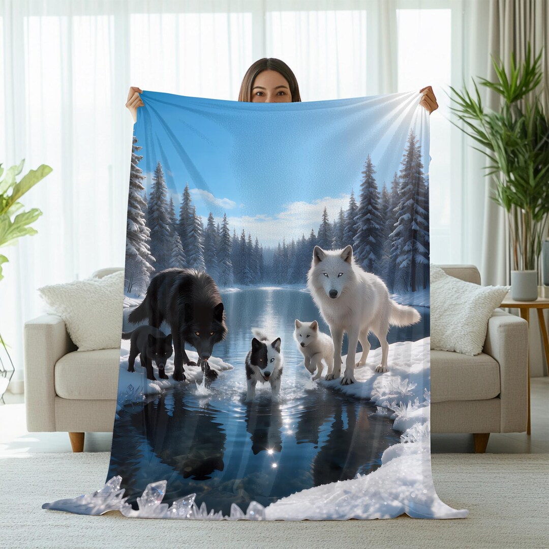 Wolfpack Blanket • Cozy Wolf Throw • Christmas Gift • Wildlife Blanket ...