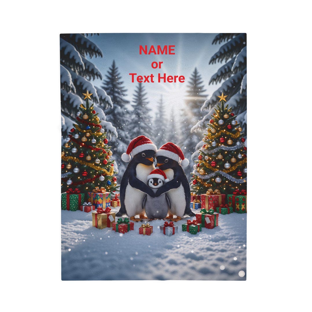 Personalized Penguin Blanket Gift, Custom Name Penguin Throw, Arctic ...