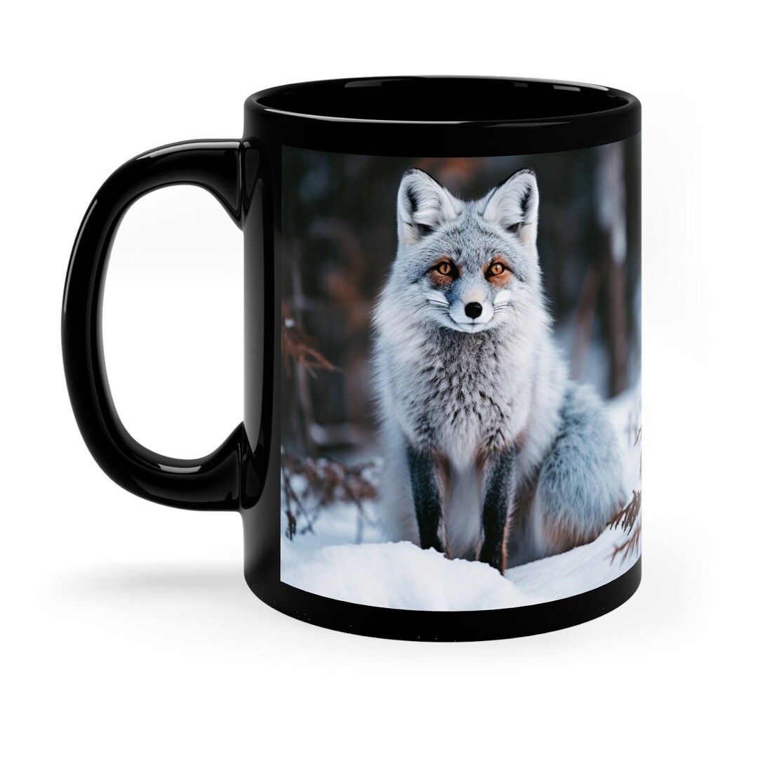 Unique Fox Black Mug Fox Coffee Mug Blue Fox Mug Gift Gifts for Dad ...