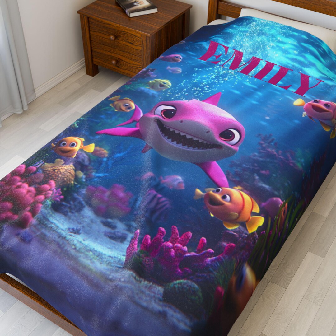 Personalized Baby Shark Blanket Gift Idea for Babies Nursery Swaddle ...